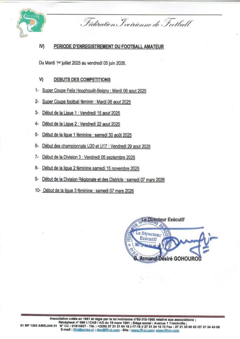 Football ivoirien 2025-2026 – Calendrier, transferts et dates clés ...